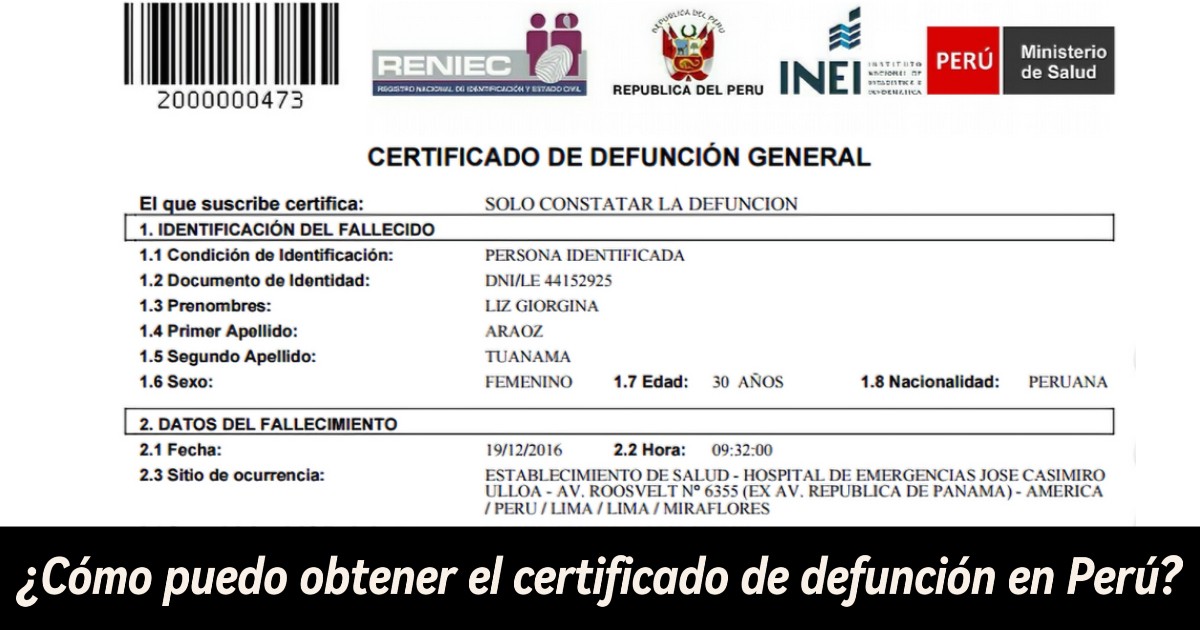 ¿Cómo puedo obtener el certificado de defunción en Perú? - Empleos y ...